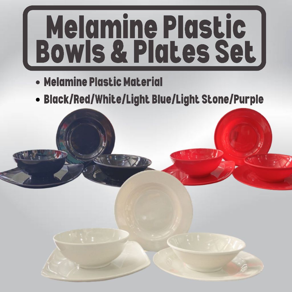 Melamine Plastic Bowls & Plates(Soup Bowl Salad Bowl SquarePlate Flat ...