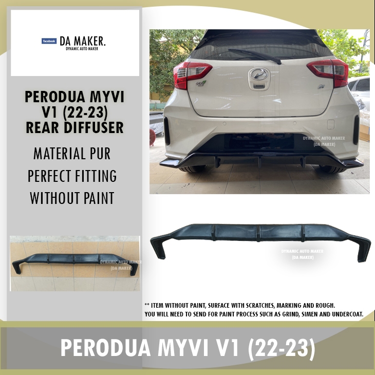 PERODUA MYVI FACELIFT 22-23 V1 REAR DIFFUSER (PUR) 2022 2023 | Shopee ...