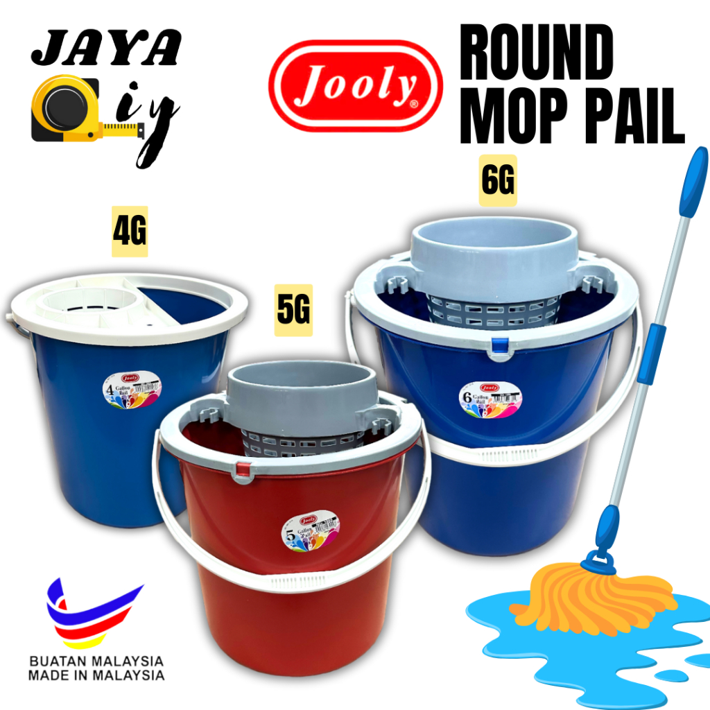 ROUND Jooly Plastic Mop Bucket / Mop Pail / Bekas Plastik Baldi Tong ...