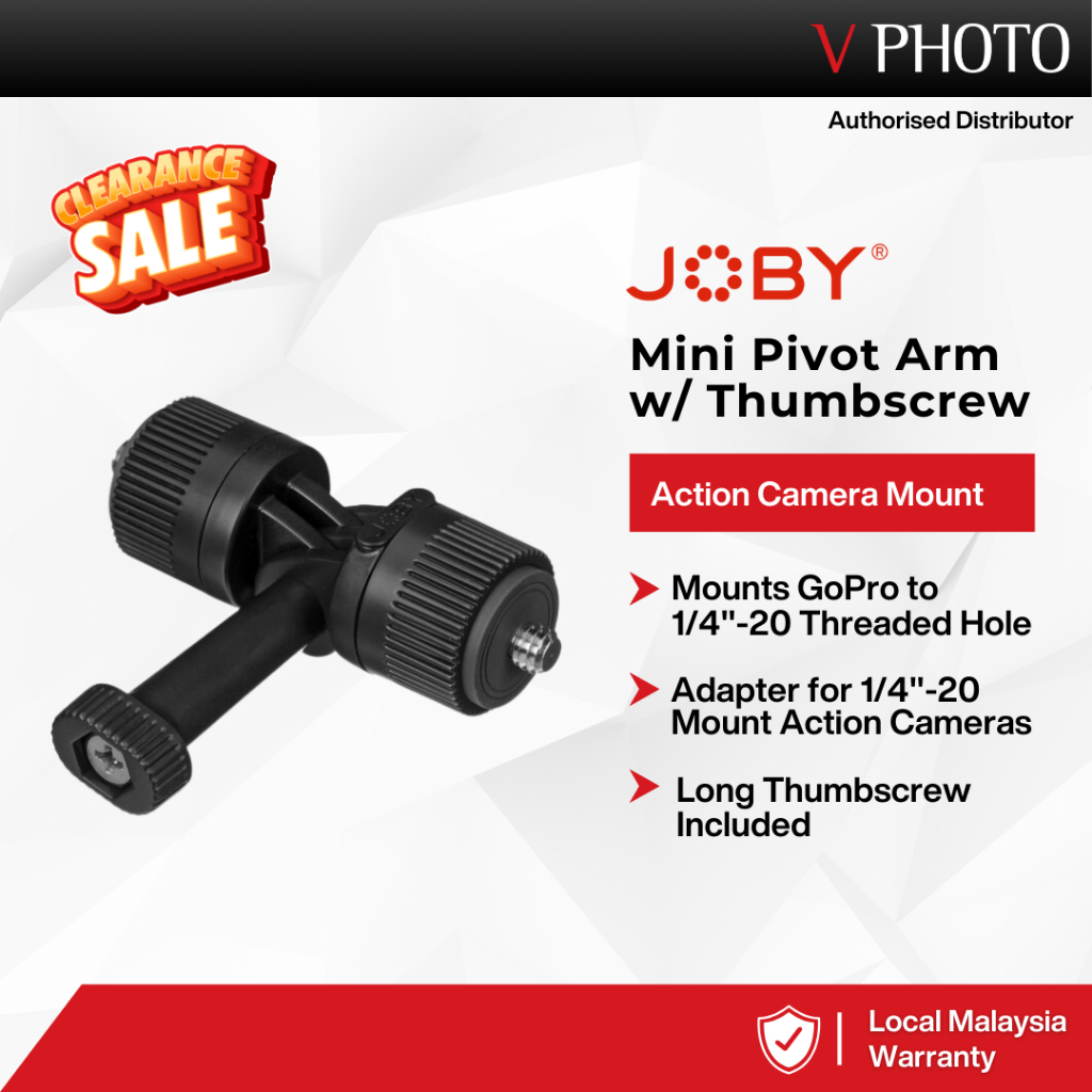 JOBY MINI PIVOT ARM WITH THUMBSCREW (BLACK) | Shopee Singapore