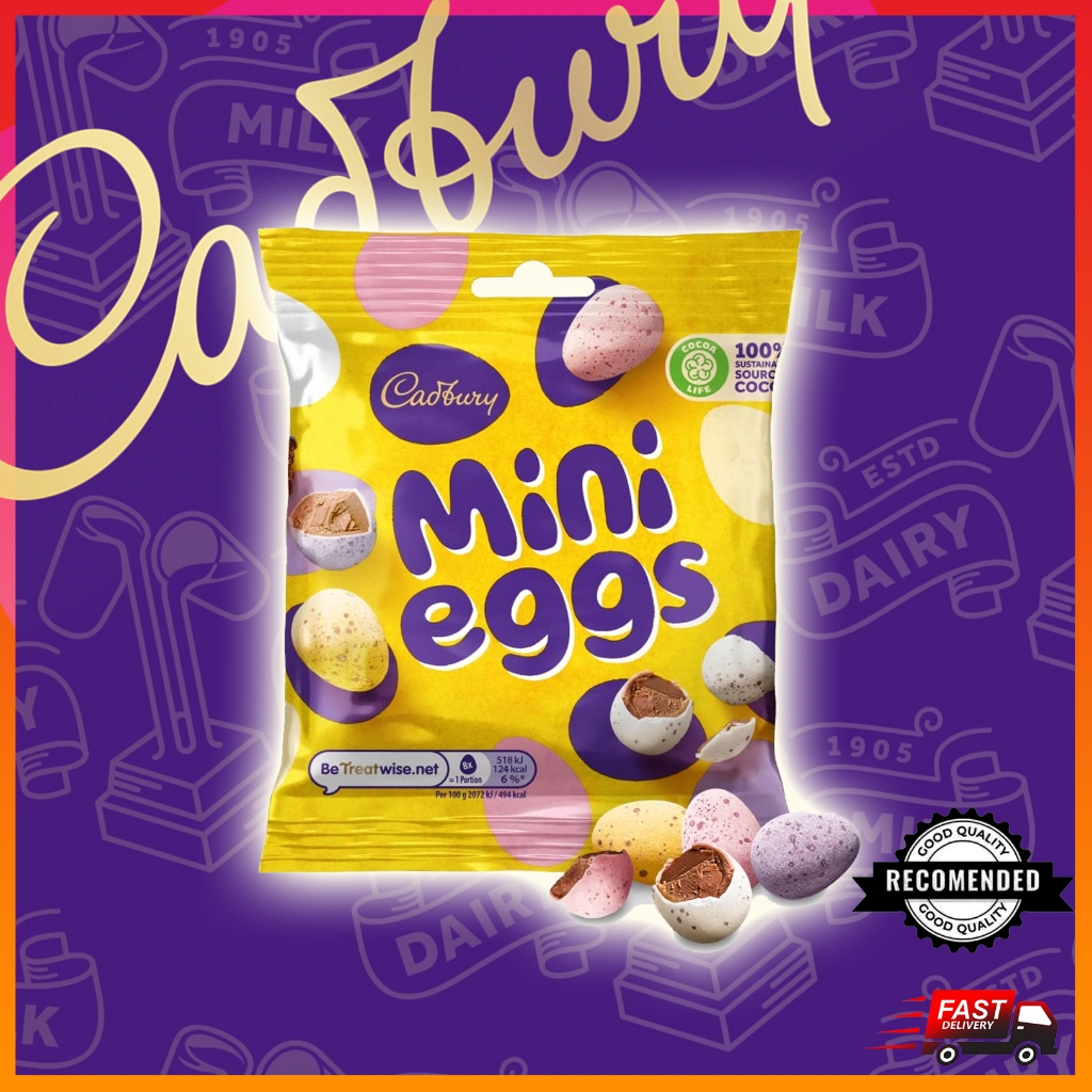 Cadbury Mini Eggs Chocolate Bag - Solid milk chocolate in a crisp sugar ...