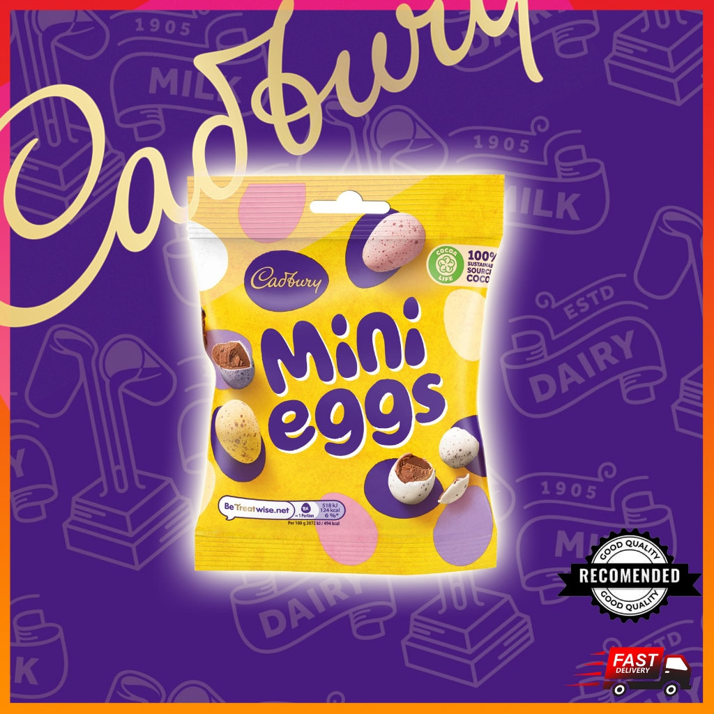 Cadbury Mini Eggs Chocolate Bag - Solid milk chocolate in a crisp sugar ...
