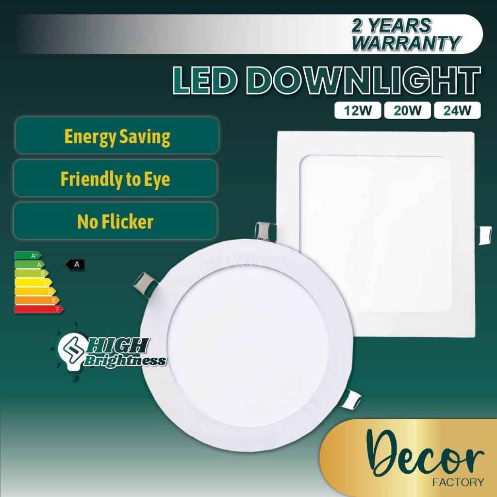 [Sirim] LED Downlight 12W 20W 24W Round Square Ceiling Light Ultra Slim ...