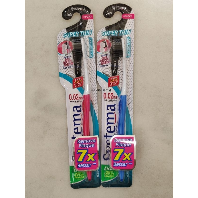 SYSTEMA Super Thin Charcoal 0.02mm bristles toothbrush 1's / 2's (Soft ...