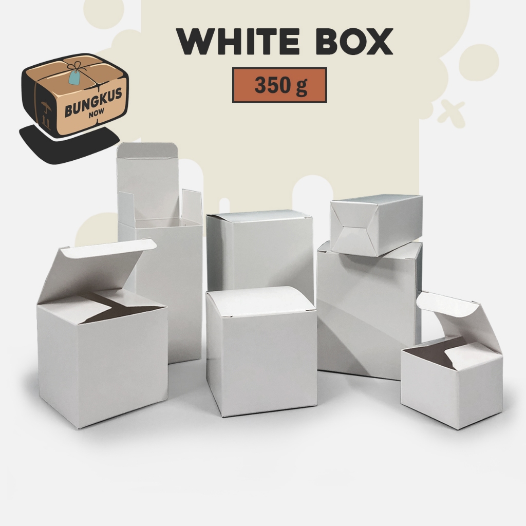 BungkusNow White Snap Lock Bottom Box 350g Rectangular White Box Kotak Carton Box Packaging ...