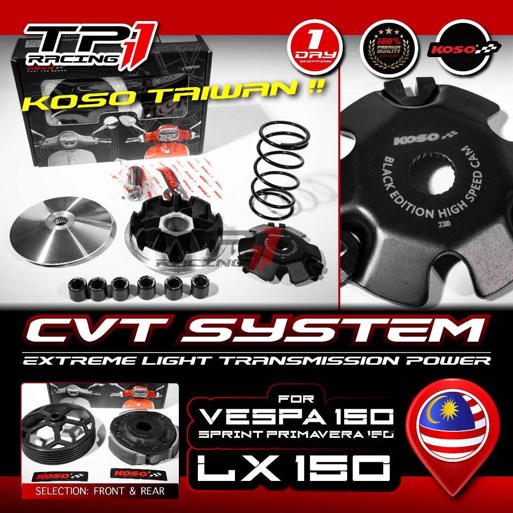 VESPA CVT Pulley Transmission Power Kit Set & Housing Bell Clutch Shoe utk Vespa Sprint ...