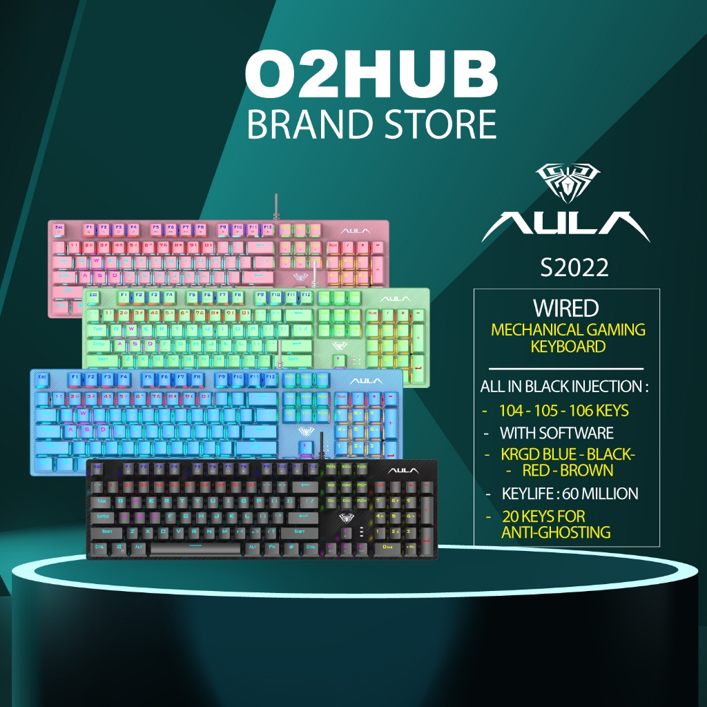 AULA S2022 Mechanical Gaming Keyboard, Marco Programming High and Low ...