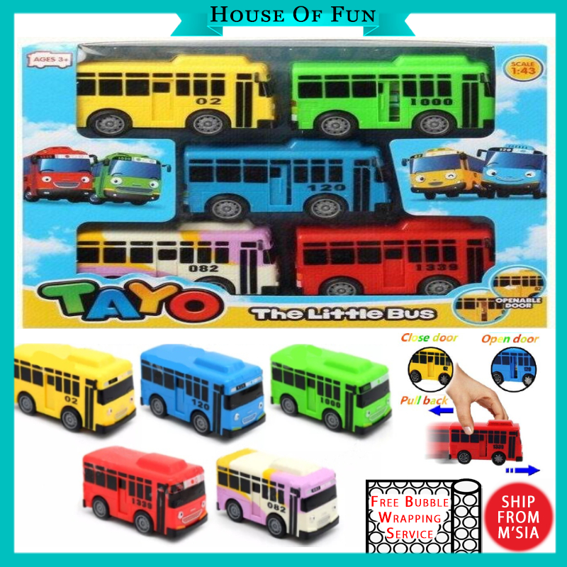 5 IN 1Tayo Little Bus Cartoon Mini Pull Back Little Bus Play Vehicles ...