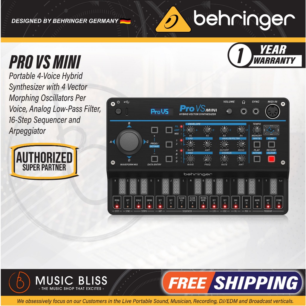 Behringer Pro VS Mini Hybrid Vector Synthesizer (Pro-VS MINI) | Shopee ...