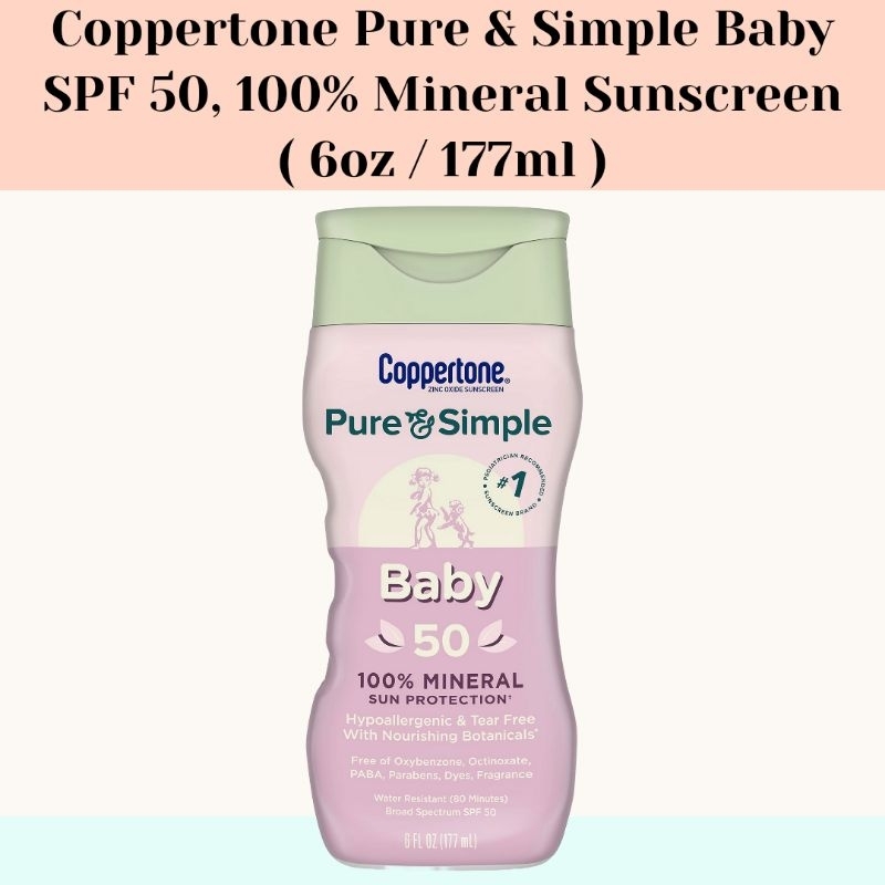 Coppertone Pure Simple Baby SPF50 Mineral Sunscreen Lotion 177ml Shopee Singapore