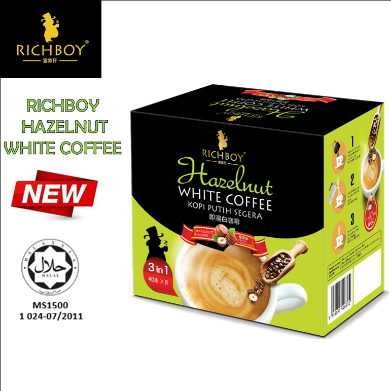 RICHBOY 3in1 HAZELNUT WHITE COFFEE 320g( 40g x 8 sachets) | Shopee Singapore