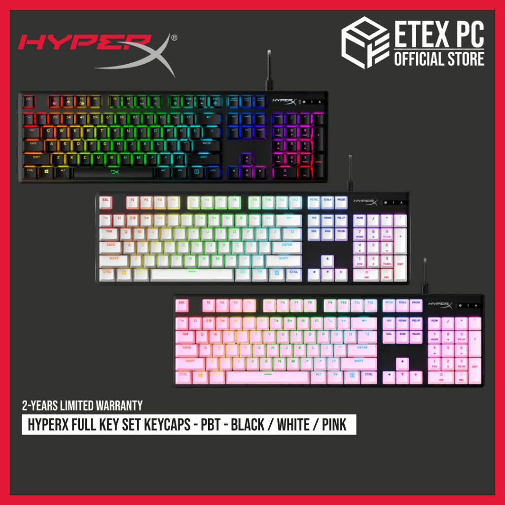 HyperX PBT Full Keycap Set - Black / White / Pink ( US ) | Shopee Singapore