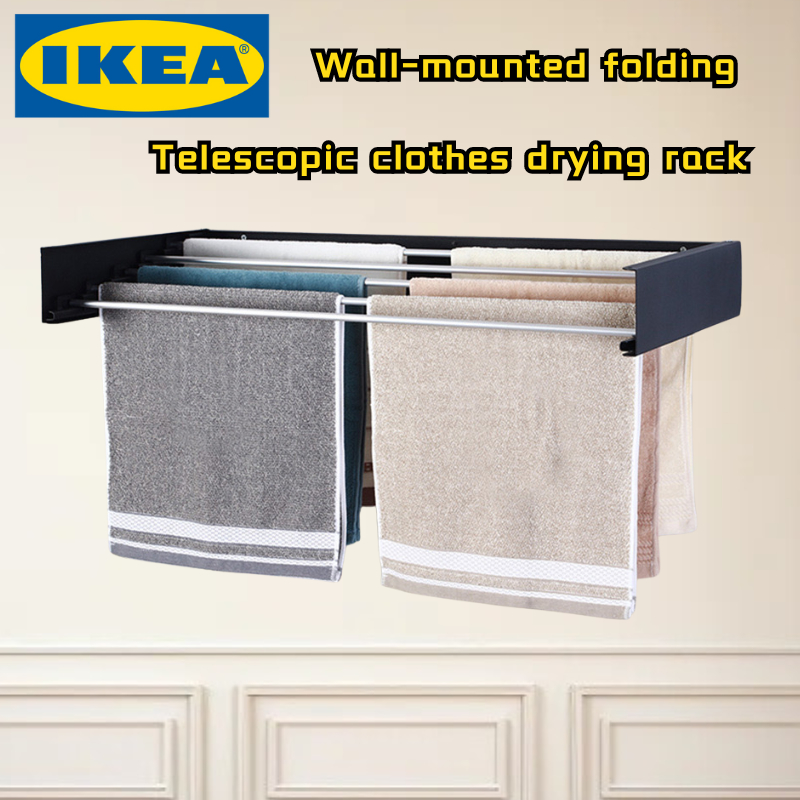 IKEA Wall Mount Bathroom foldable clothes drying rack penyidai pakaian ...