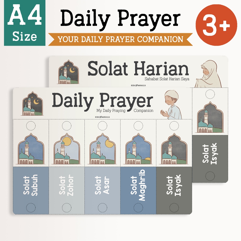 Daily Prayers Routine Board Solat 5 Waktu Solat Harian Rutin Harian ...