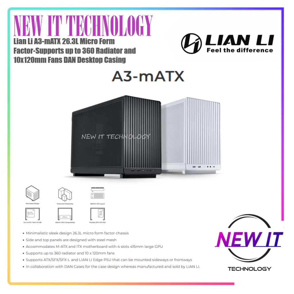 Lian Li A3-mATX 26.3L Micro Form Factor-Supports up to 360 Radiator ...