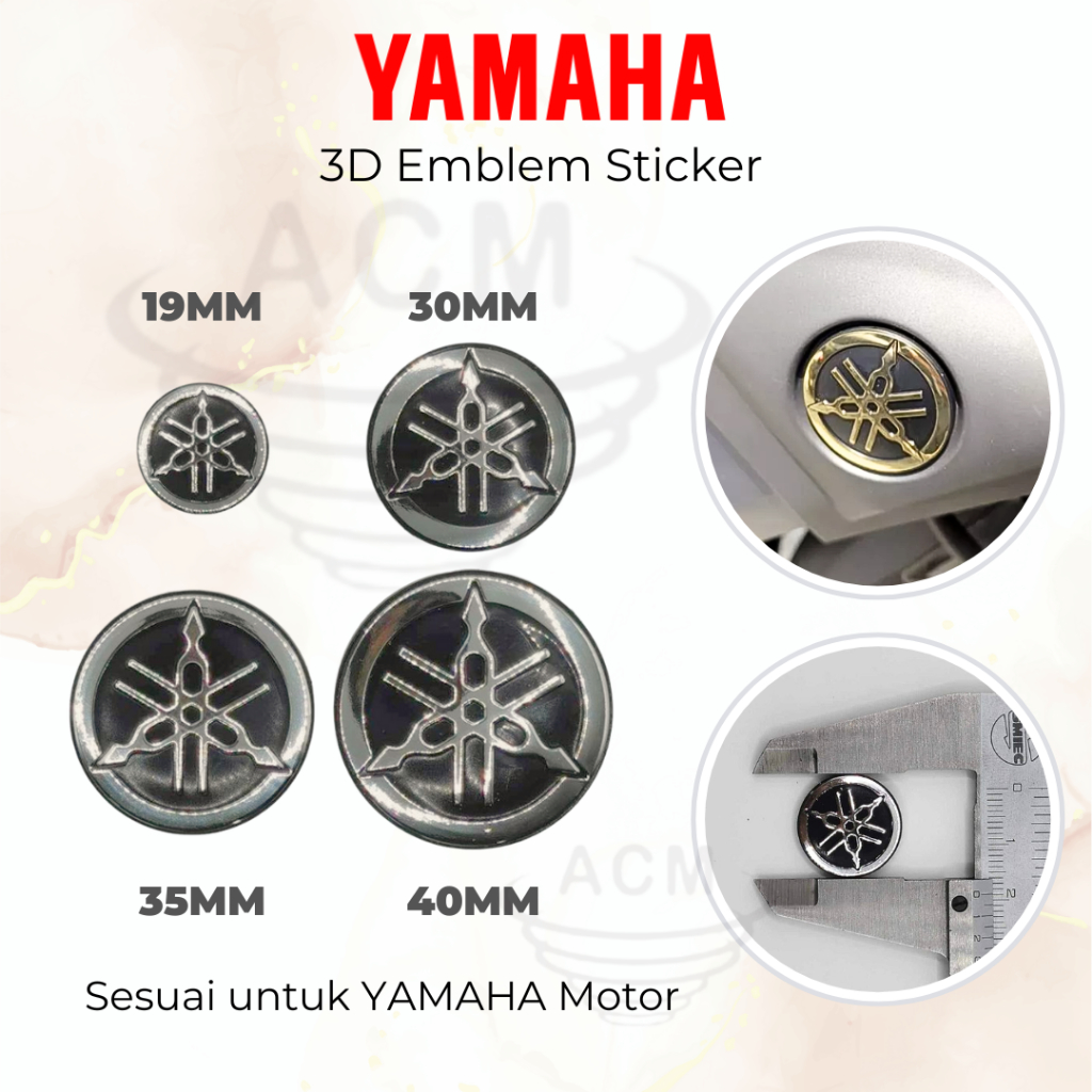 YAMAHA 3D Logo Emblem Sticker Set Silver Gold Besar Kecil LC135 135LC Y15 Y15ZR V1 V2 LC 3M ...