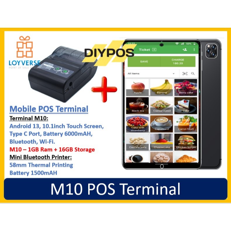 M10 Loyverse Mobile POS System / POS Mobile System Hawker Study Food ...