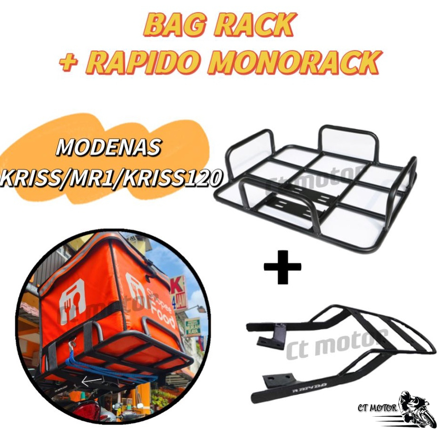 ct motor MODENAS KRISS/MR1/KRISS120 Rapido Monorack + Bag Delivery Besi ...