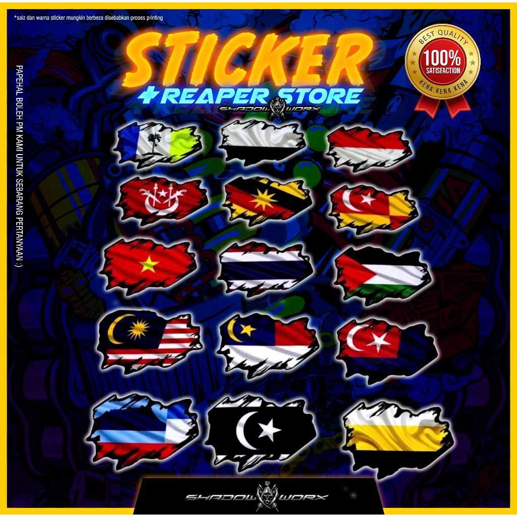 Flag bendera sticker SELANGOR KELANTAN MELAKA JOHOR VIETNAM PANTUL ...