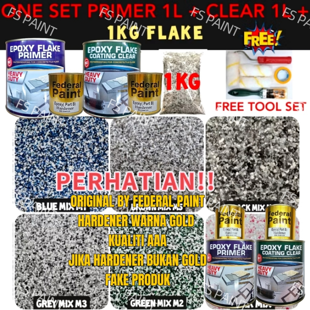 FULL SET Epoxy Colour Flake Coating Toilet Kitchen Floor Tile Leaking ...