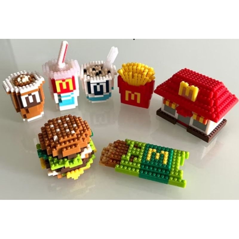 McDonald's Food Icons X Nanoblock Full Set Mcdonalds House Hamburger Pie Fries Mcflurry Drinks ...