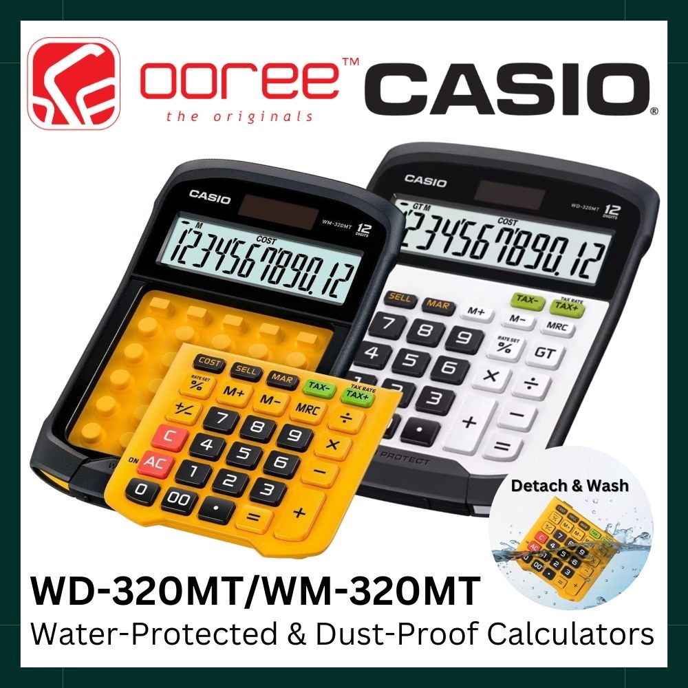 CASIO WD-320MT / WM-320MT WATER-PROTECTED & DUST-PROOF CALCULATOR WITH DETACH & WASH KEYPAD, 12 ...