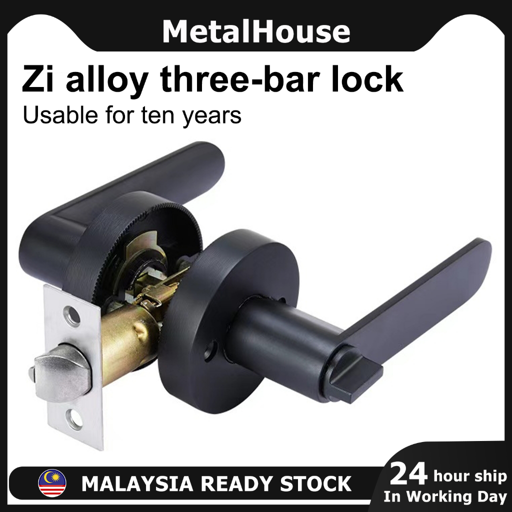 Door Lock Set Tombol Pintu Rumah Tubular Lever Cylindrical Cylinder ...