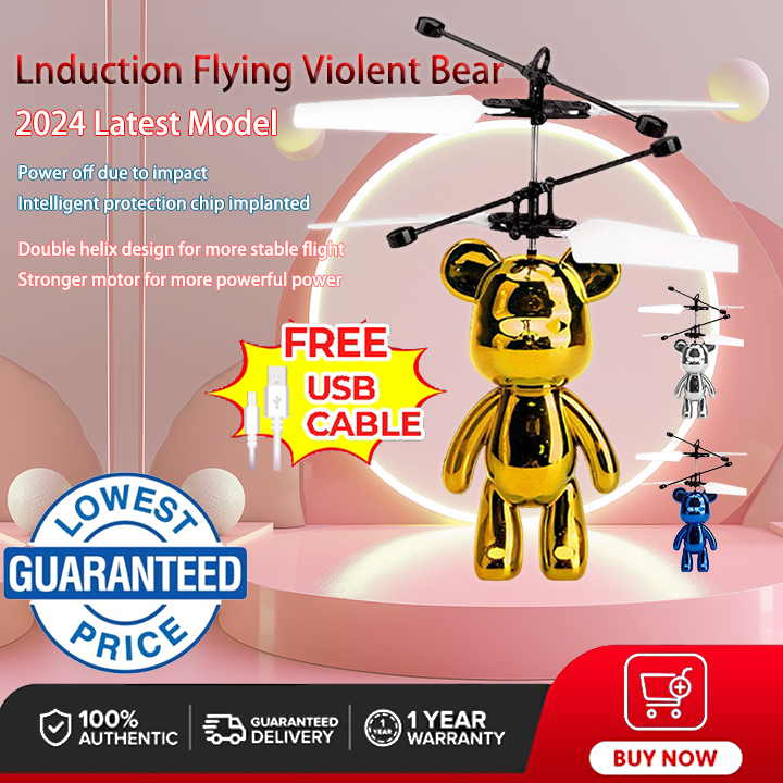 Bear Helicopter Hand Sensor Induction Control Fun Mini RC Aircraft toy ...