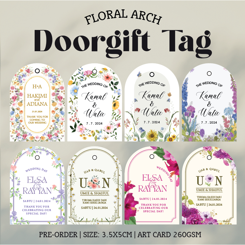 [TAG] Floral Modern Arch Thank You Tag Wedding Aqiqah Engagement Favor ...