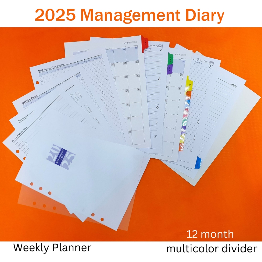 2025 Diary A5 Organizer 6 O Ring Loose Leaf Refill Management Diary ...