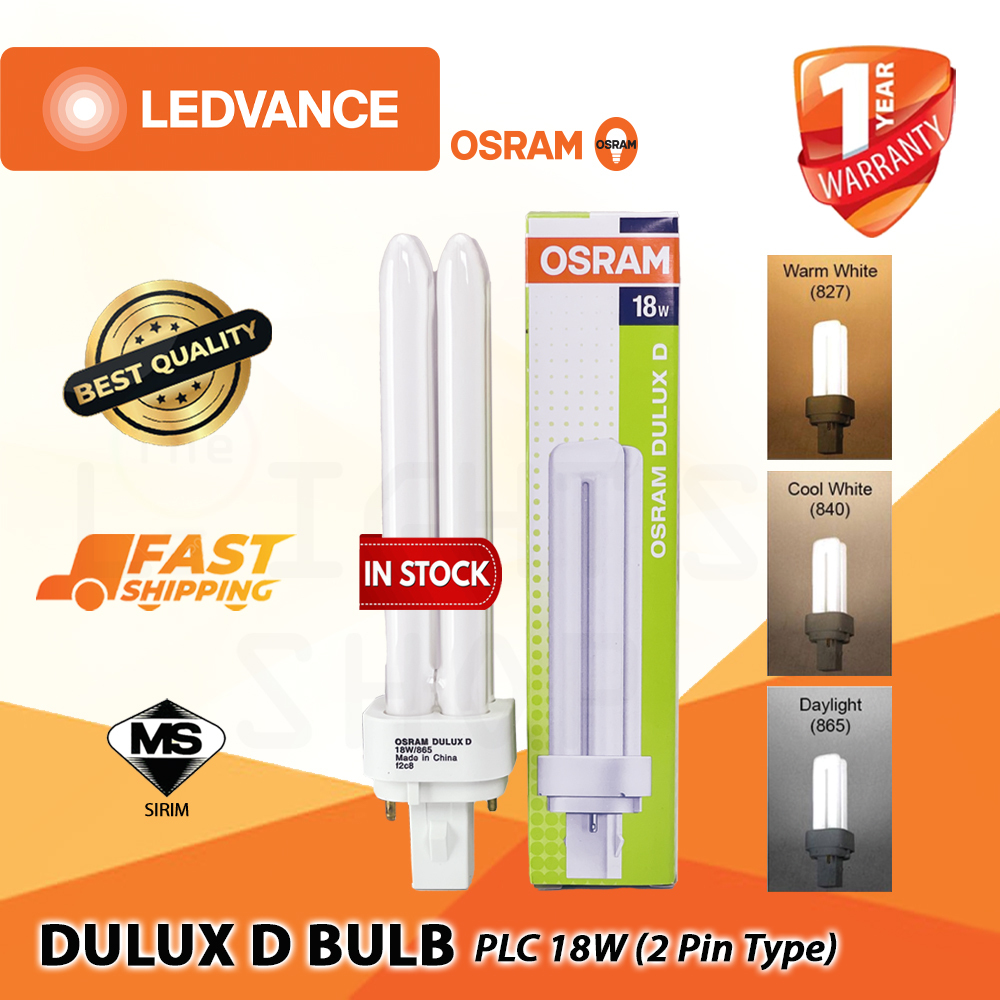 OSRAM DULUX D PLC BULB [2 PIN TYPE] 18W 6500K/4000K/2700K SIRIM ...