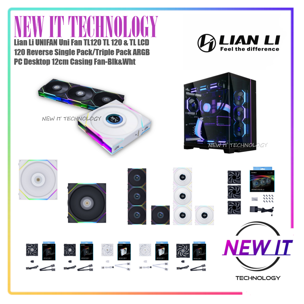 Lian Li UNIFAN Uni Fan TL120 TL 120&TL LCD 120&TL Wireless LCD Reverse ...