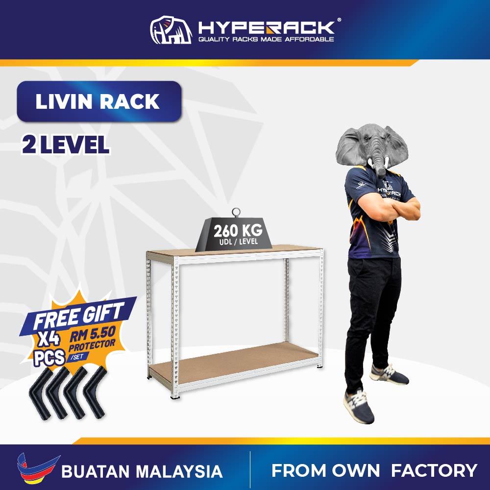 HYPERACK TM️ Livin Rack White Boltless Rack 2 Levels Shelf Rack Storage ...