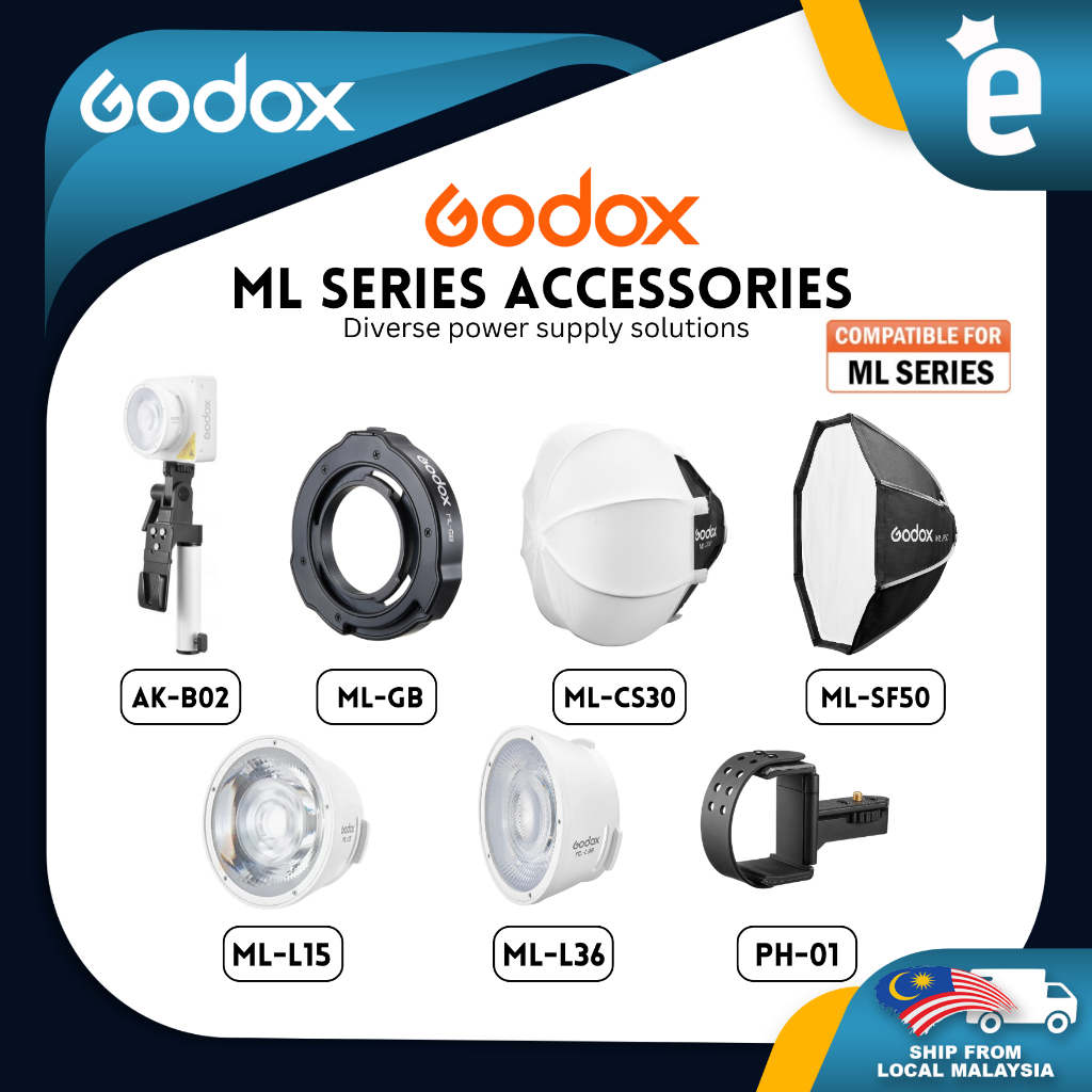 Godox ML100Bi Bi-Color Portable LED Light Accessories ML-GB Bowens ...