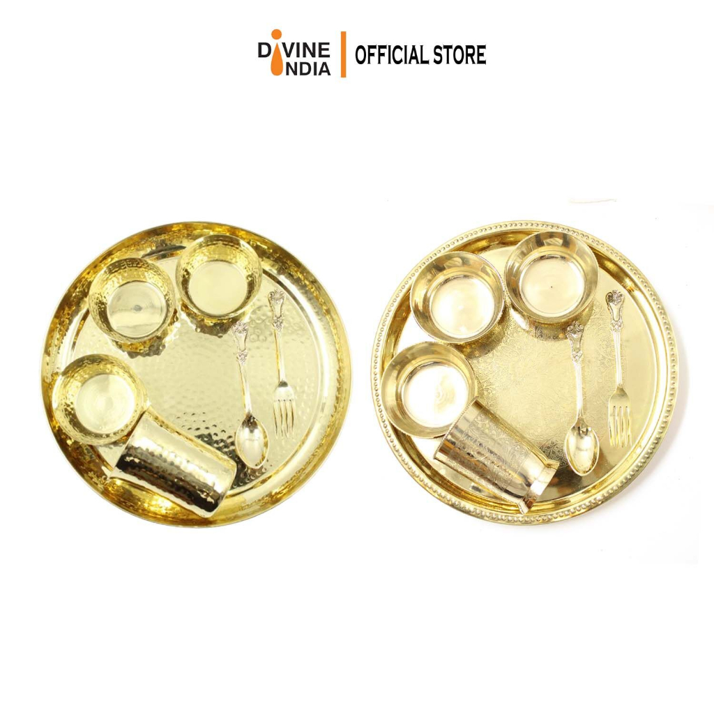Brass Designer Dinner Thali Set, Dinnerware & Serveware 7 Pieces ...