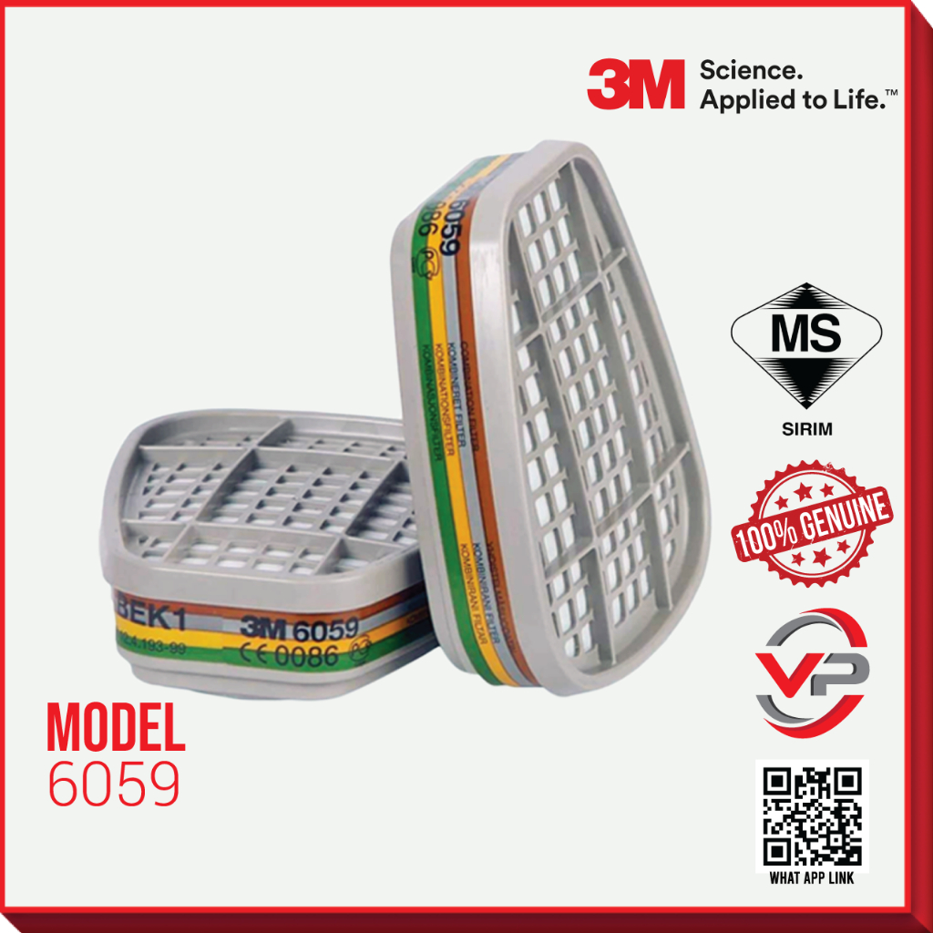 3MTM 6059 ABEK1 Multi Gas / Vapour Cartridge SIRIM DOSH COMPATIBLE 3M ...