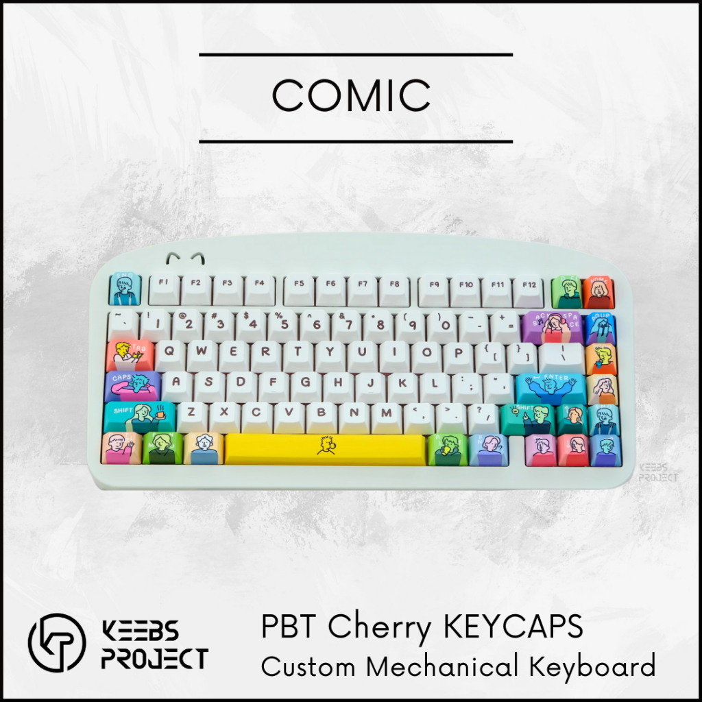 Comic PBT keycaps | 129 keys | Dye-Sub | Drawing Creative DIY keycaps ...