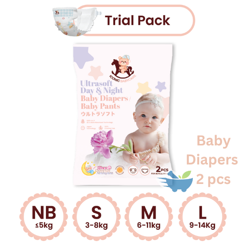 Iconic Baby Diapers Trial Pack Diapers / Pants (2pcs) | Shopee Singapore