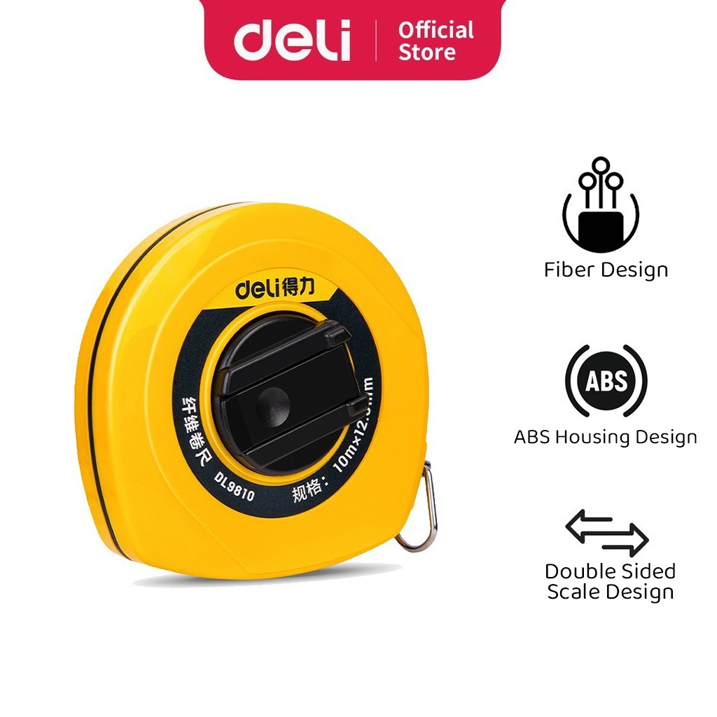 Deli Tools DL9810 Fiber Leather Measuring Tape 10mx12.5mm Class III ...