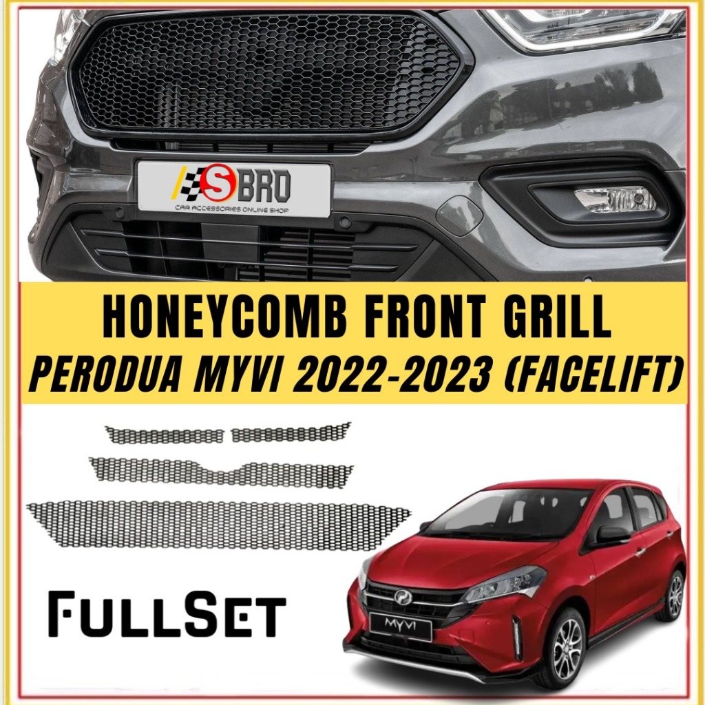 Perodua Myvi 2022 FACELIFT Cut Honeycomb Grill Full Set Top Bottom ...