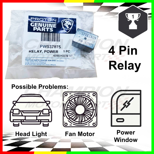 Proton Head Lamp Fan Power Window 4 Pin Relay Waja Satria Neo Gen2 Old ...