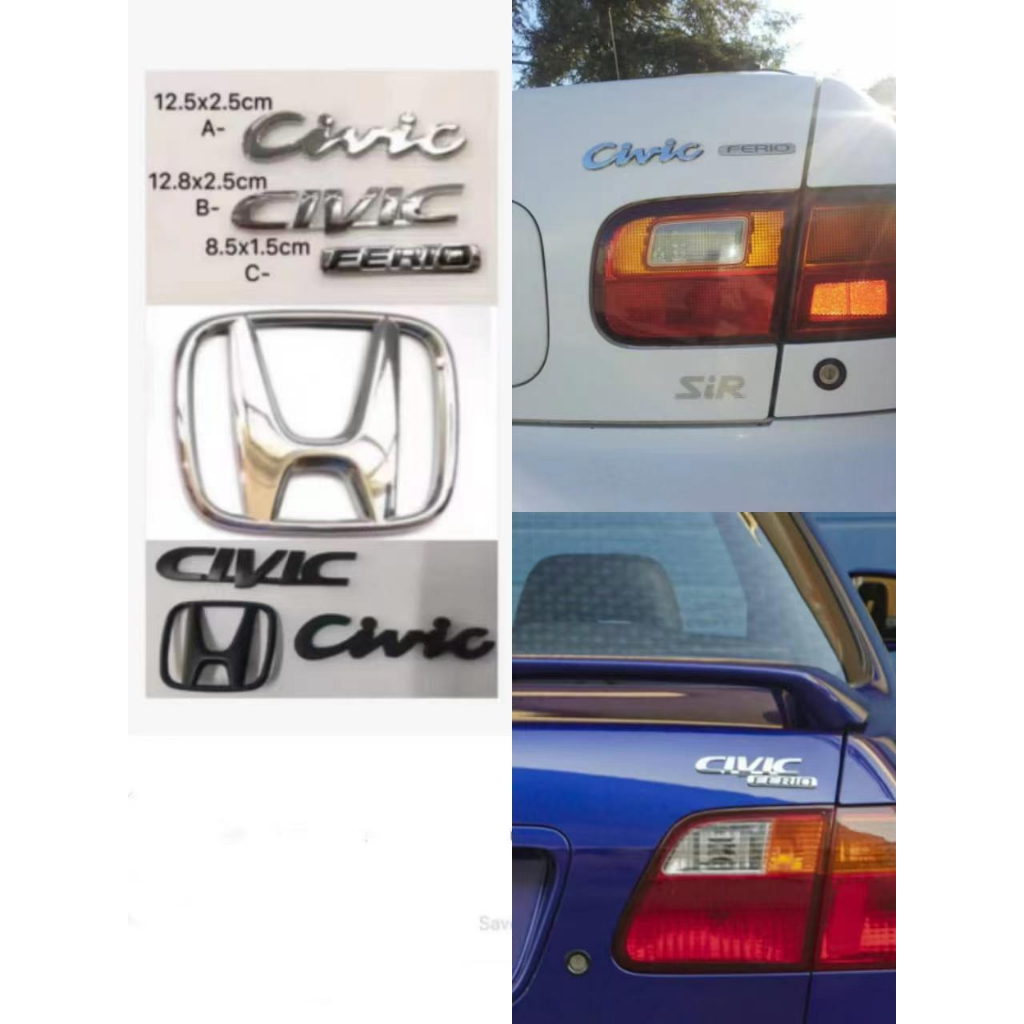 CIVIC EK EG FERIO CHROME MATTE BLACK LOGO EMBLEM | Shopee Singapore