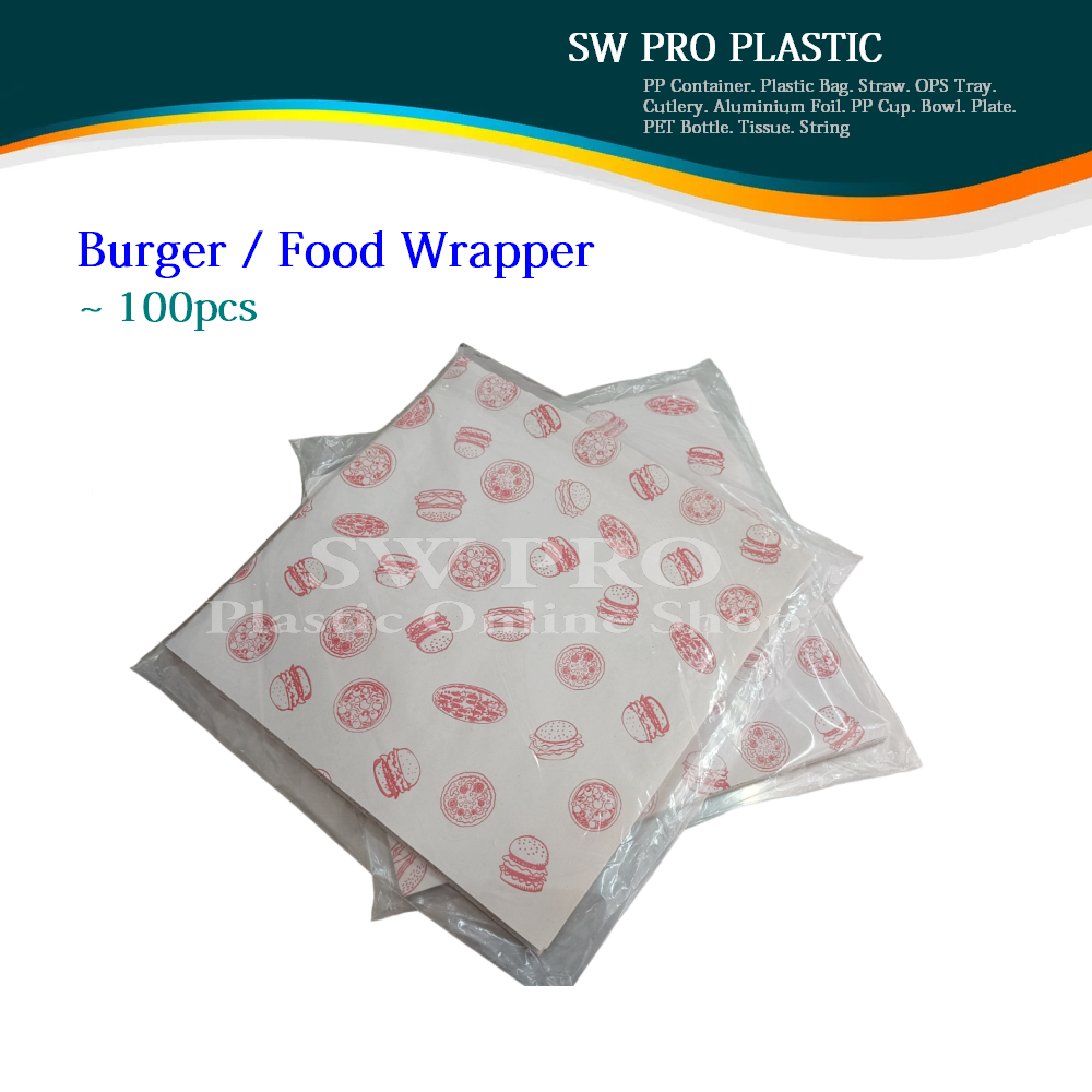 Burger Wrapping Paper / Kertas Burger / Food Wrapper (±100sheets ...