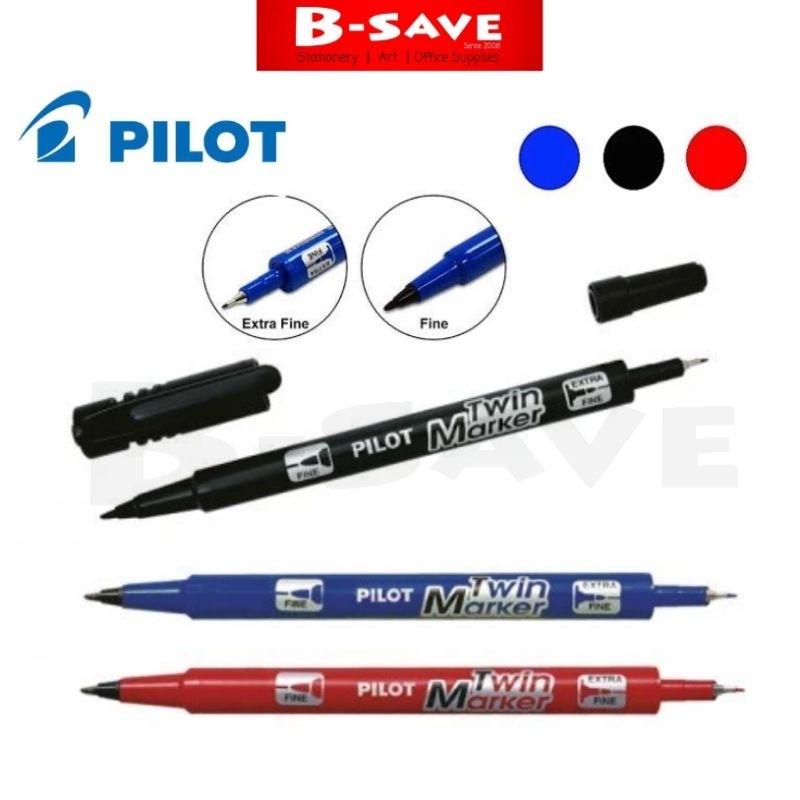 Pilot Twin Permanent Marker Fine/Extra Fine SCA-TM-B | Shopee Singapore