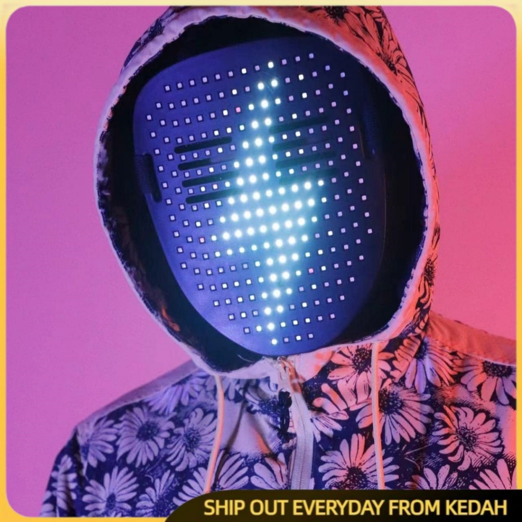 Full-Face LED Mask Sensor Control 50 Patterns Interactive Cyberpunk ...