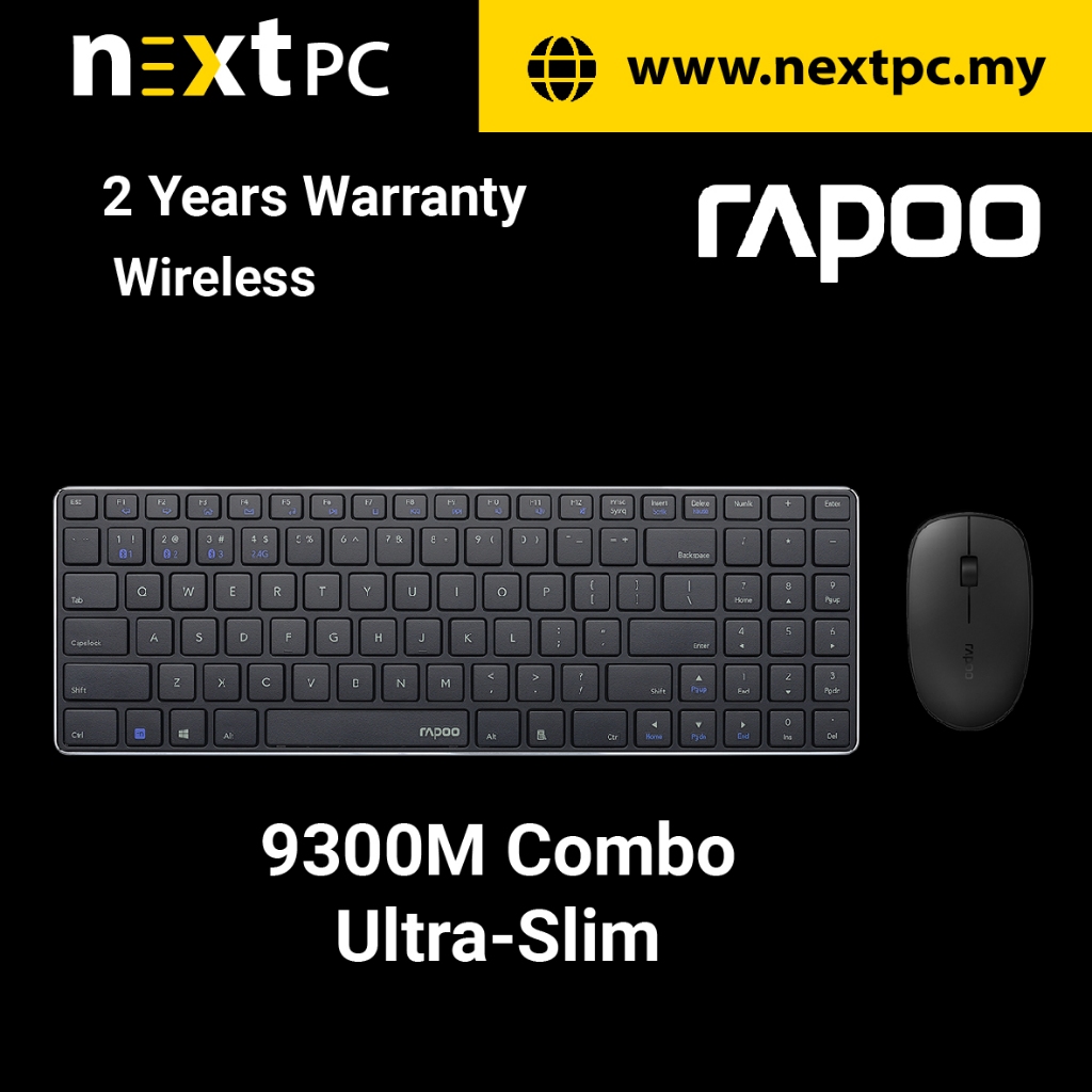 Rapoo 9300M Multi-mode Wireless Ultra-slim Keyboard & Mouse-Black COMBO | Shopee Singapore