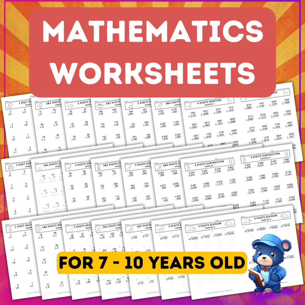 [Hardcopy] Mathematics Worksheets for Kids 7 to 10 Years Old | Addition ...
