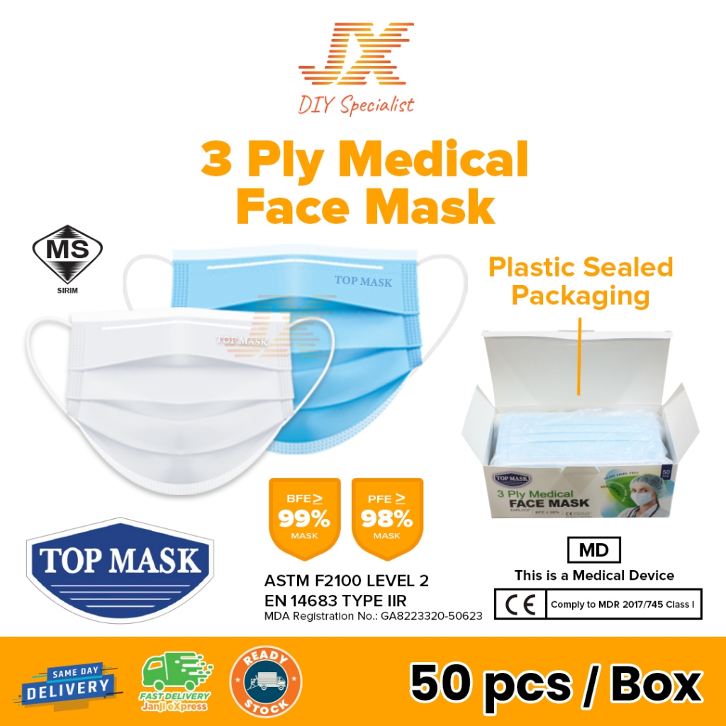 Top Mask 3 Ply Disposable Medical Mask Premium Medical Face Mask Mask ...