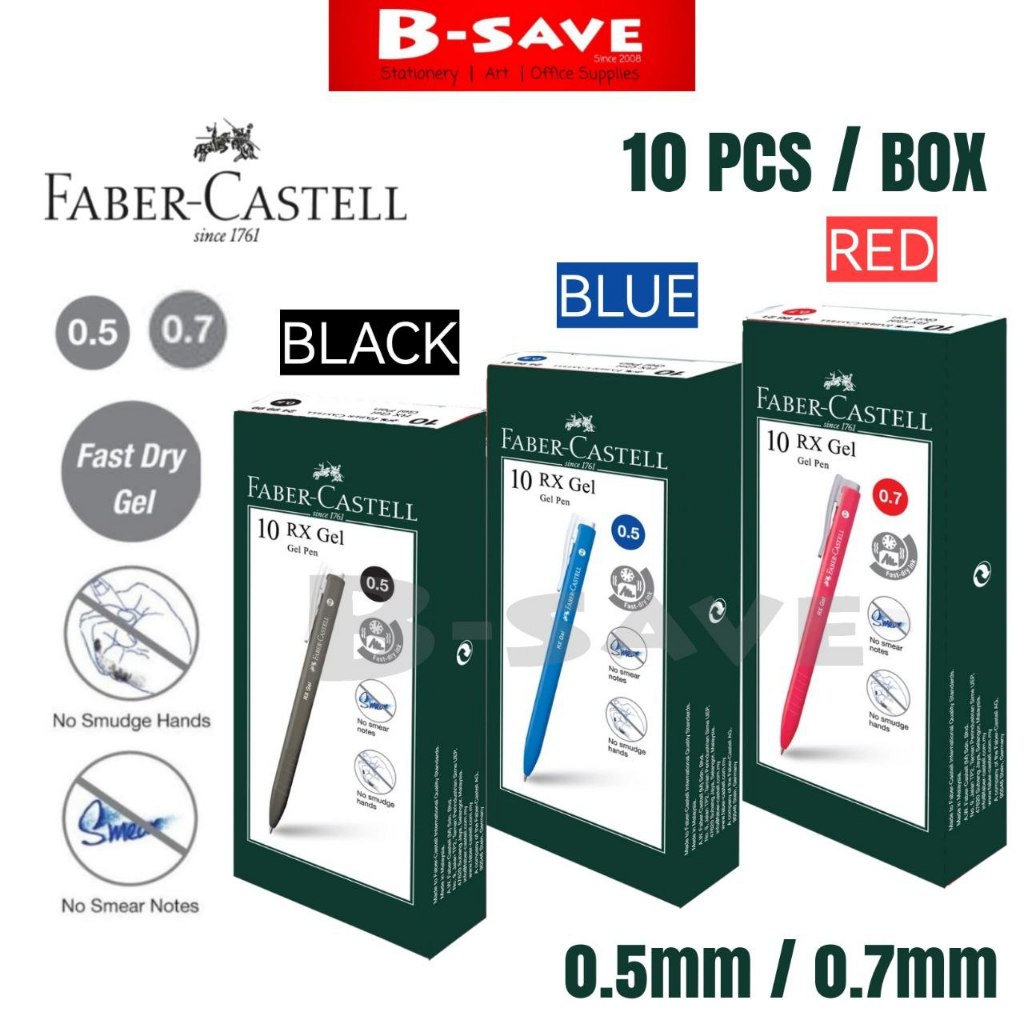 Faber-castell RX Gel Gel Pen 0.5mm / 0.7mm (1box/10pcs) | Shopee Singapore