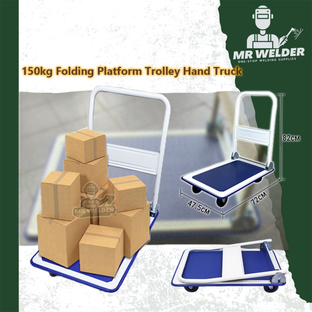Trolley Portable 150KG Hand Truck Iron PVC Foldable Small Trolley ...